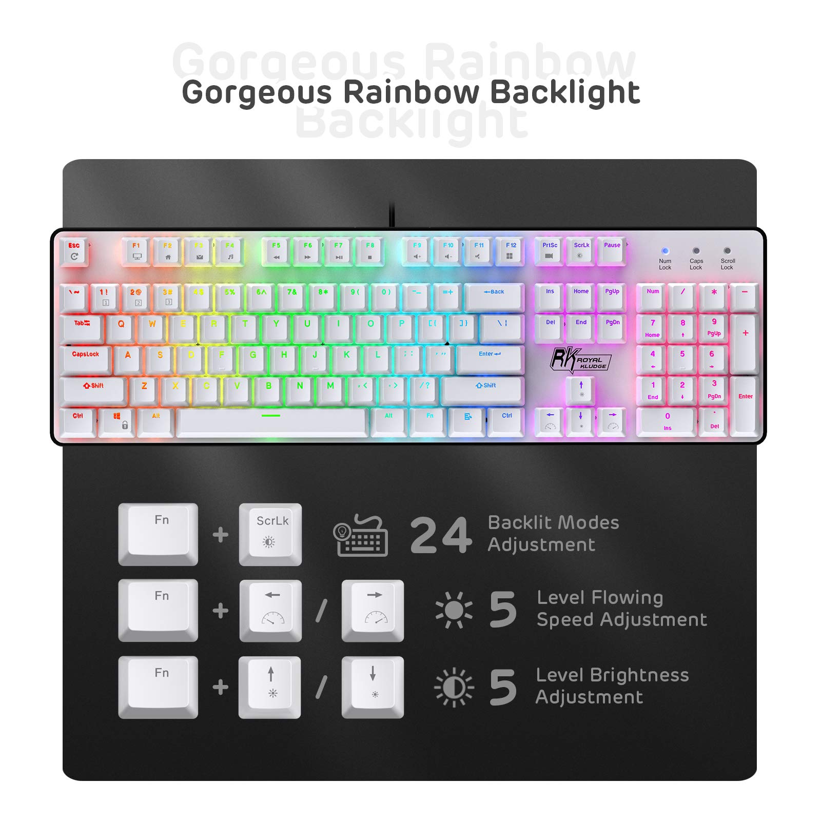 Buy RK ROYAL KLUDGE RK920 Full Size Mechanical Keyboard, Rainbow ...