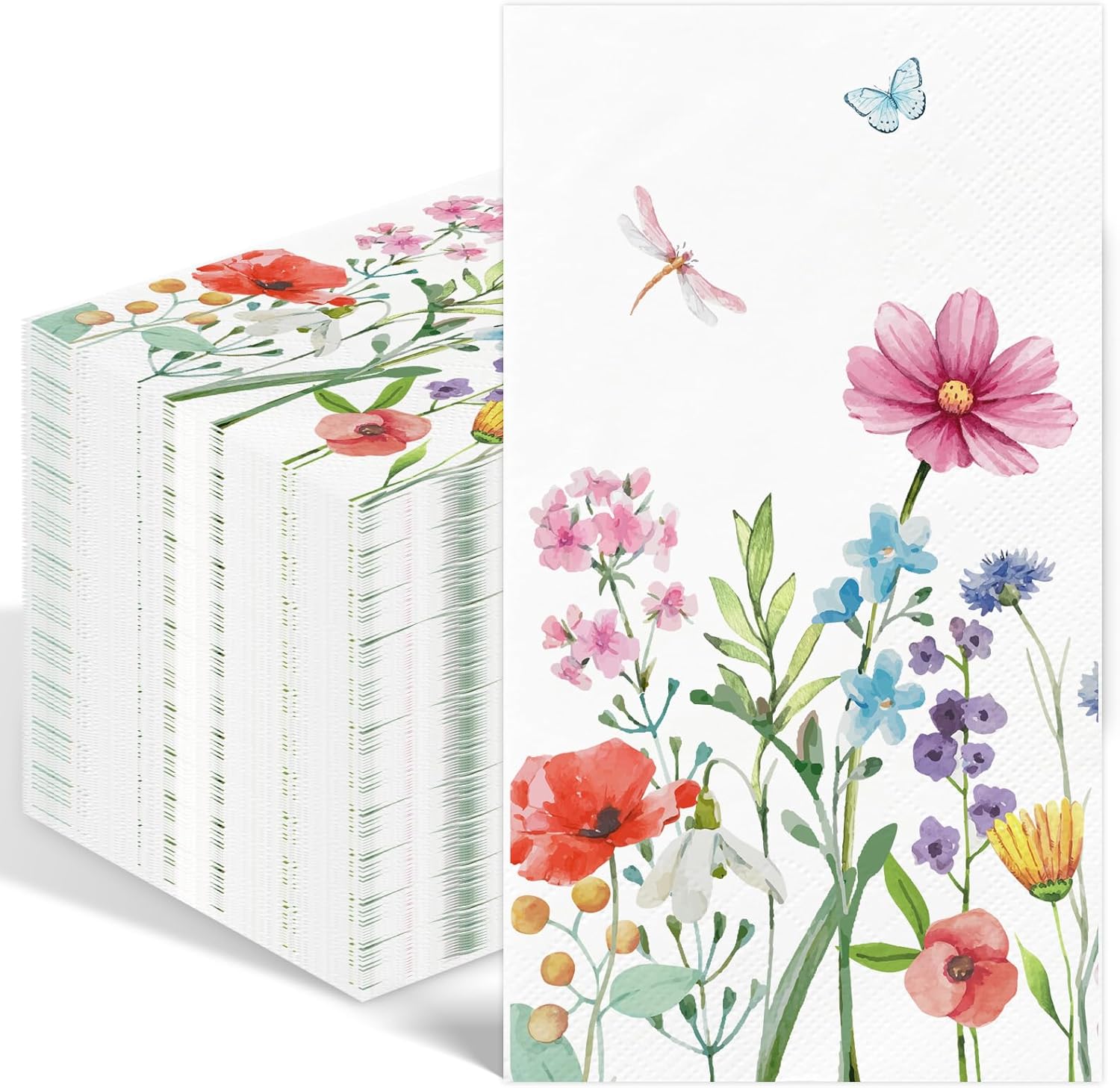 Amazon.com: 100PCS Spring Floral Paper Napkins 3 Ply Disposable Hand ...