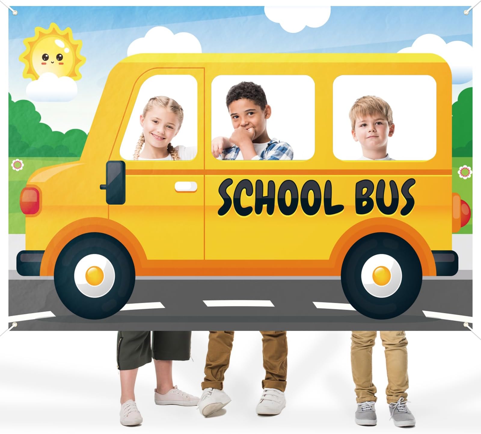 Amazon.com : School Bus Photo Prop Selfie Frame Fabric Back to School ...