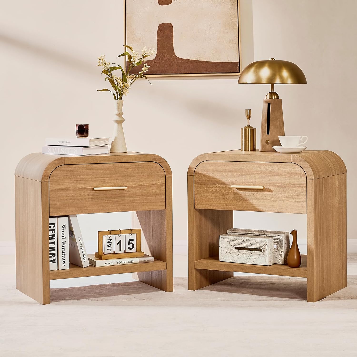 Amazon.com: EliteSet Night Stand Set of 2 [Unique Curved Design] [24" H ...