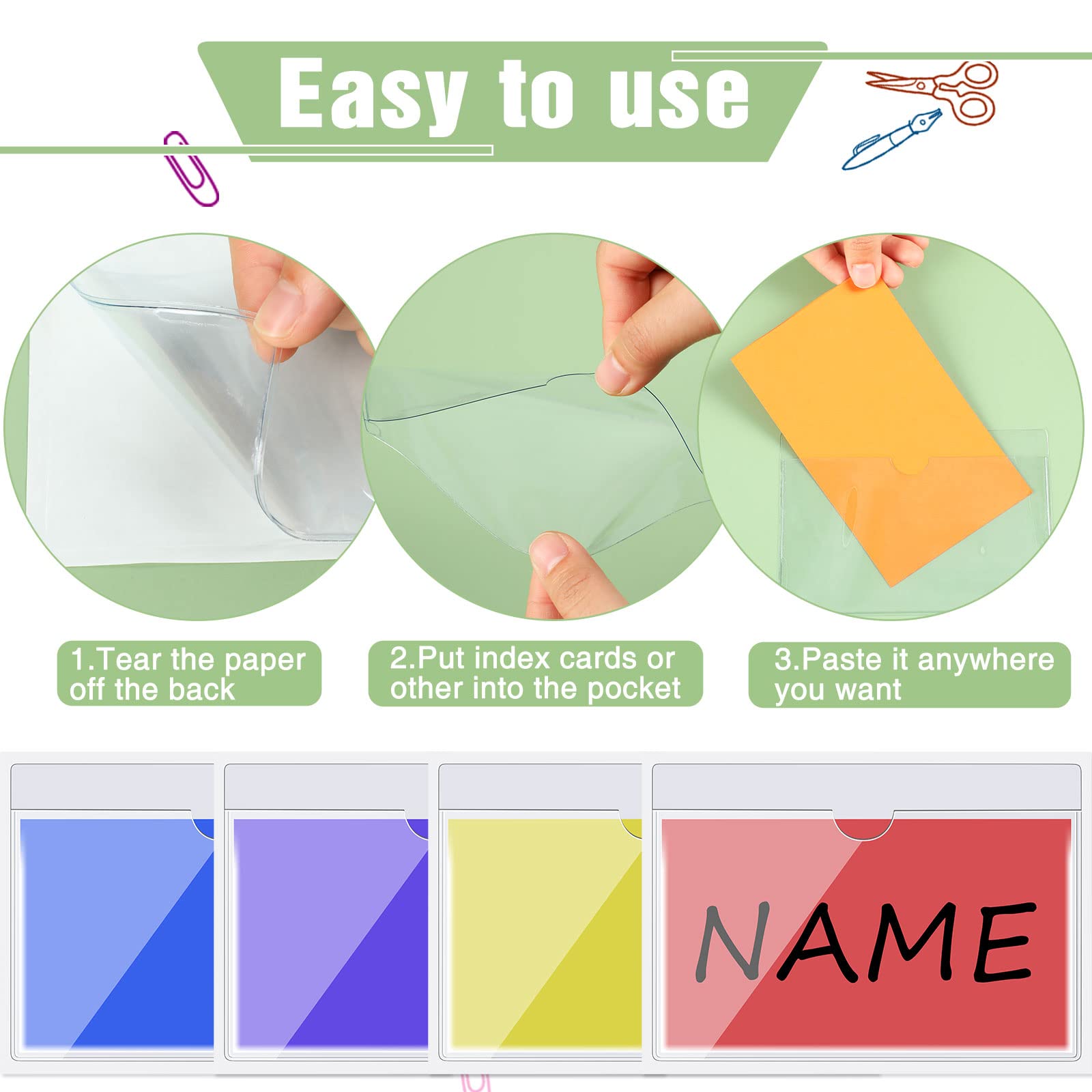 Snapklik.com : Chinco 30 Pcs Self Adhesive Pockets, Bin Labels For Storage Bins, Clear Pocket ...