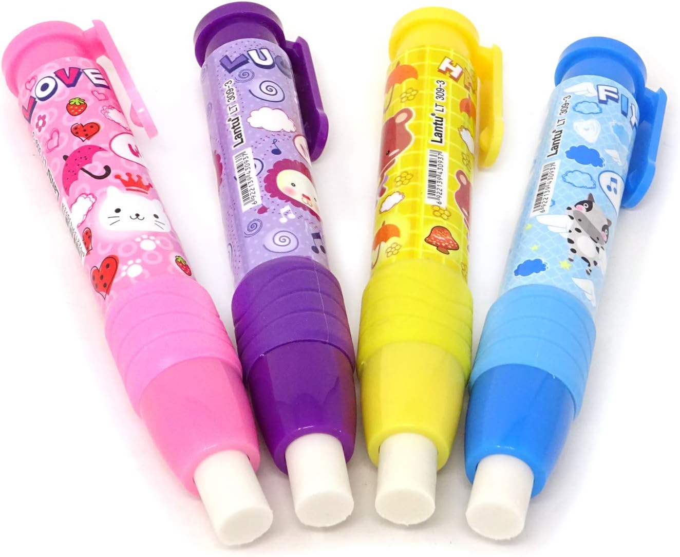 Amazon.com : Honbay 4PCS Creative Cartoon Pattern Erasers Retractable ...