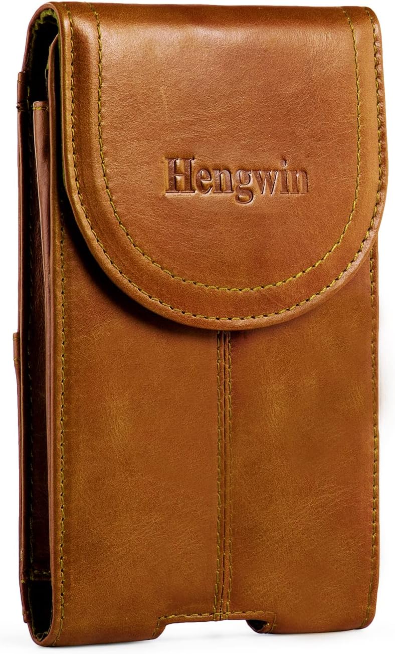 Amazon.com: Hengwin Genuine Leather Vertical Cell Phone Holster fits ...