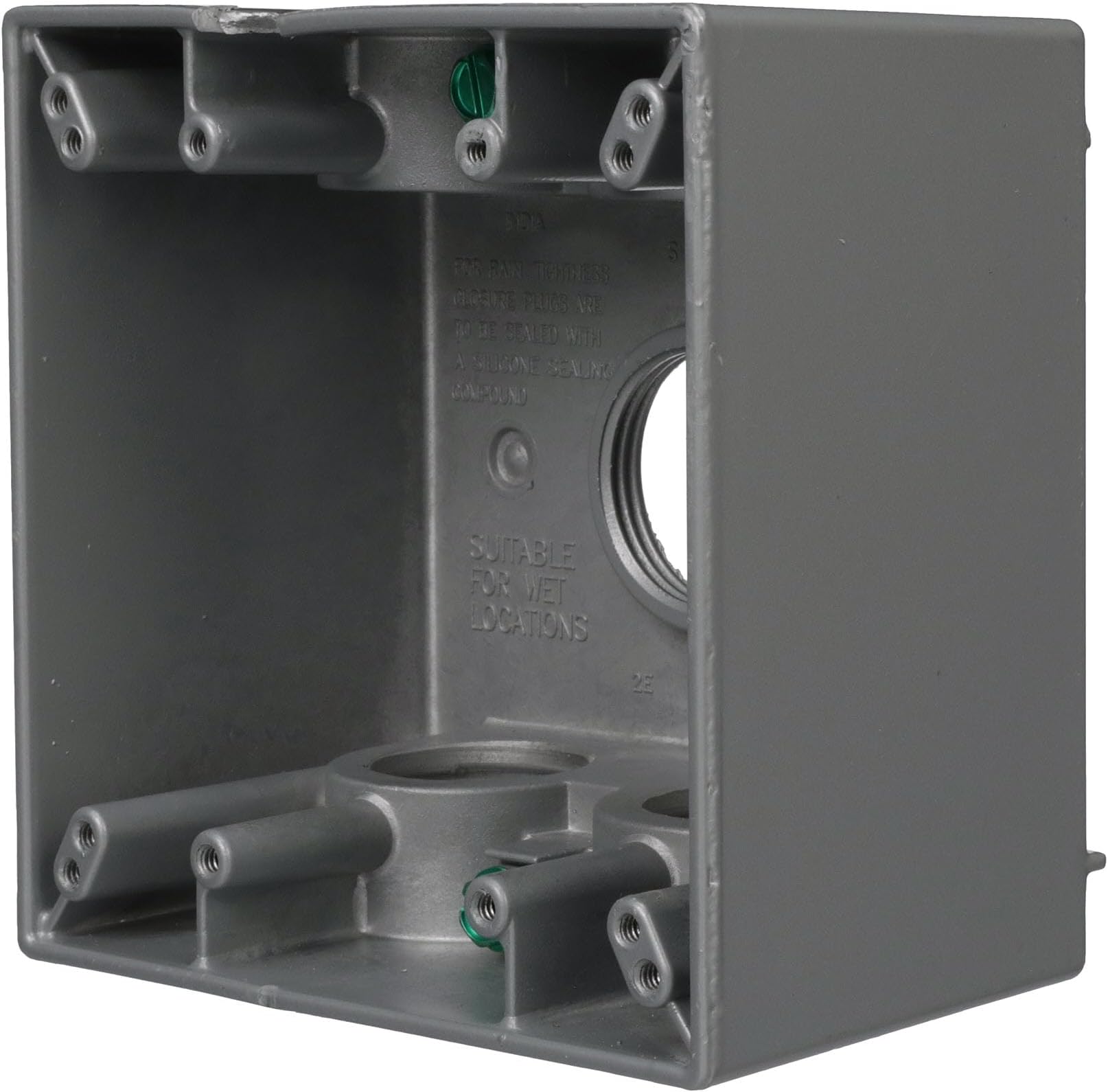 BELL 2-Gang Weatherproof Box, Seven 3/4 in. Threaded Outlets, Gray ...