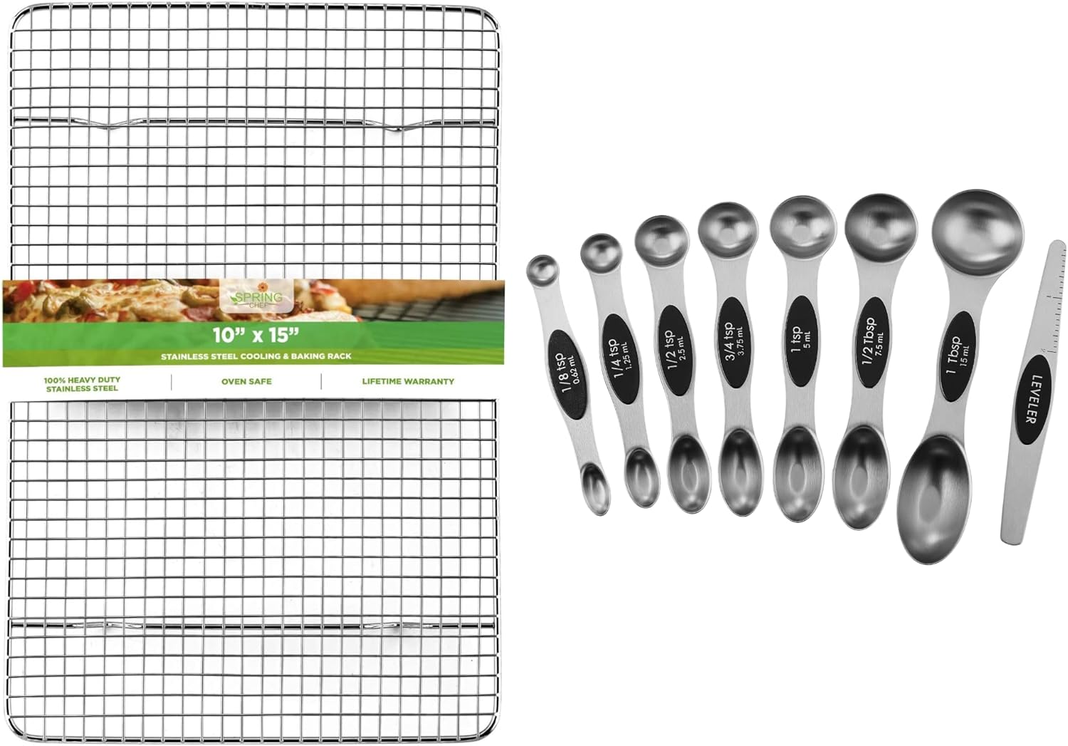 Amazon.com: Spring Chef Stainless Steel 10"x15" Cooling Rack & Dual ...