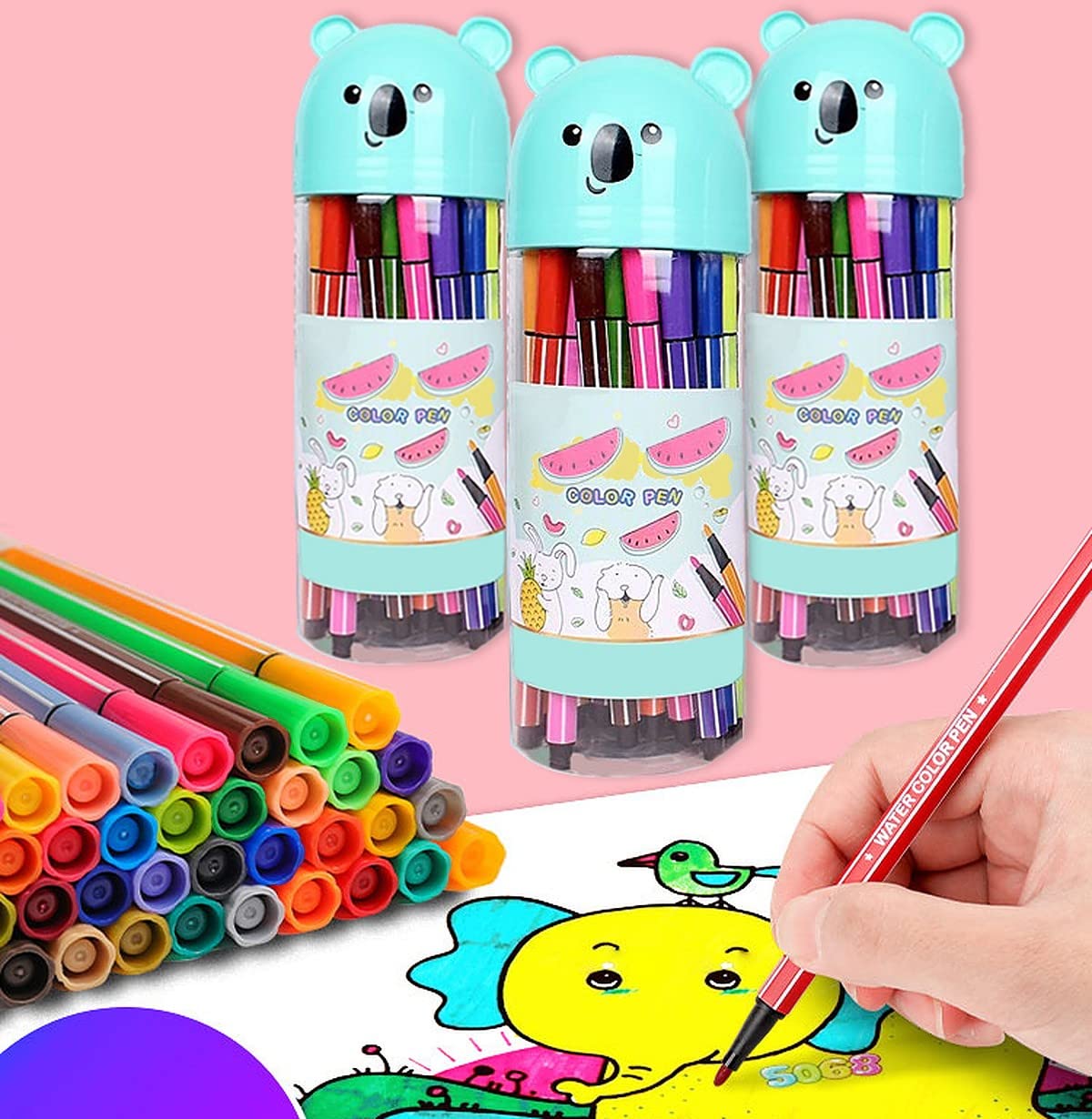 wolpin Sketch Pen Set of 24 Colors Washable Drawing Color Pens with ...