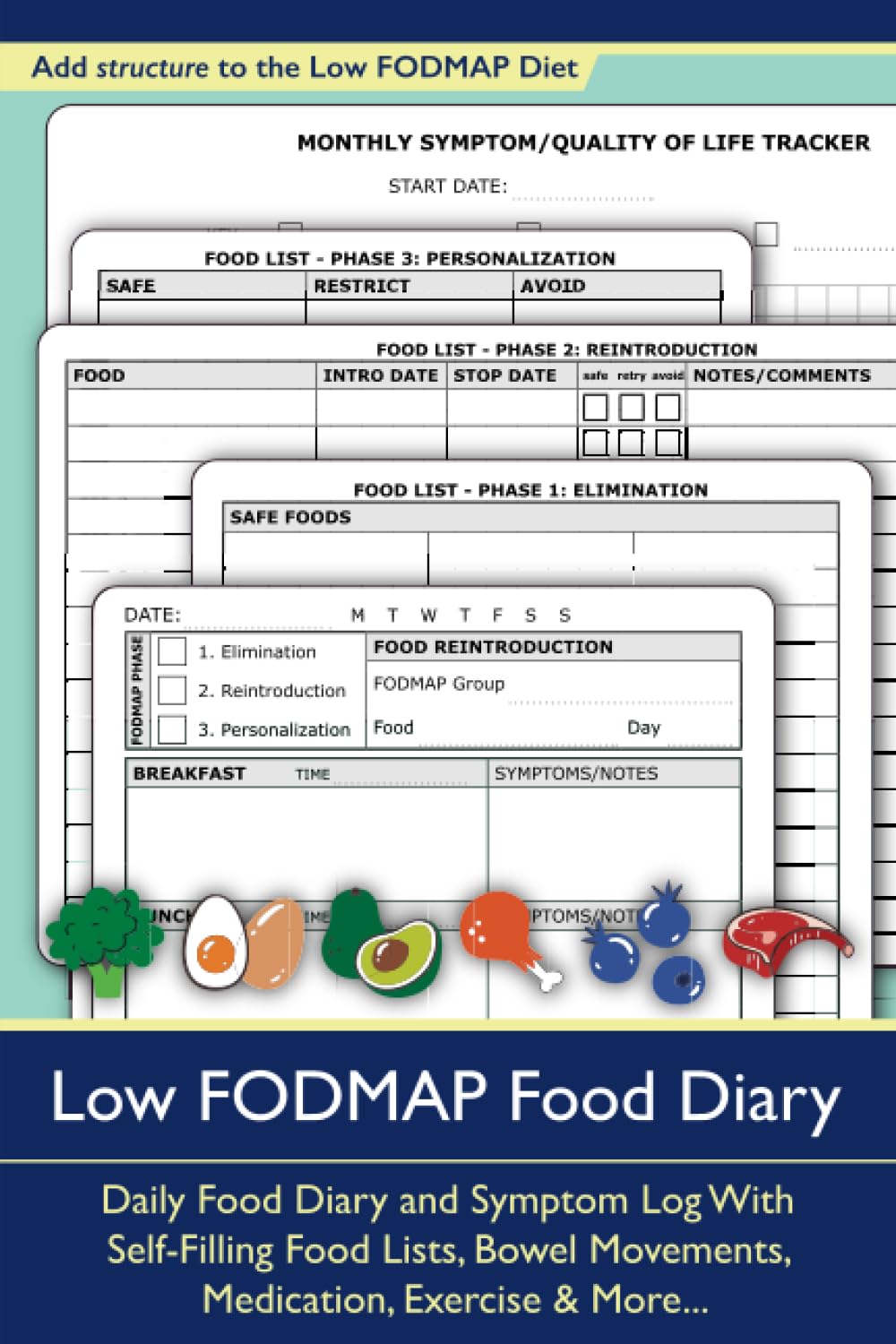 Low FODMAP Food Diary: Daily Food Diary and Symptom Log with Self ...