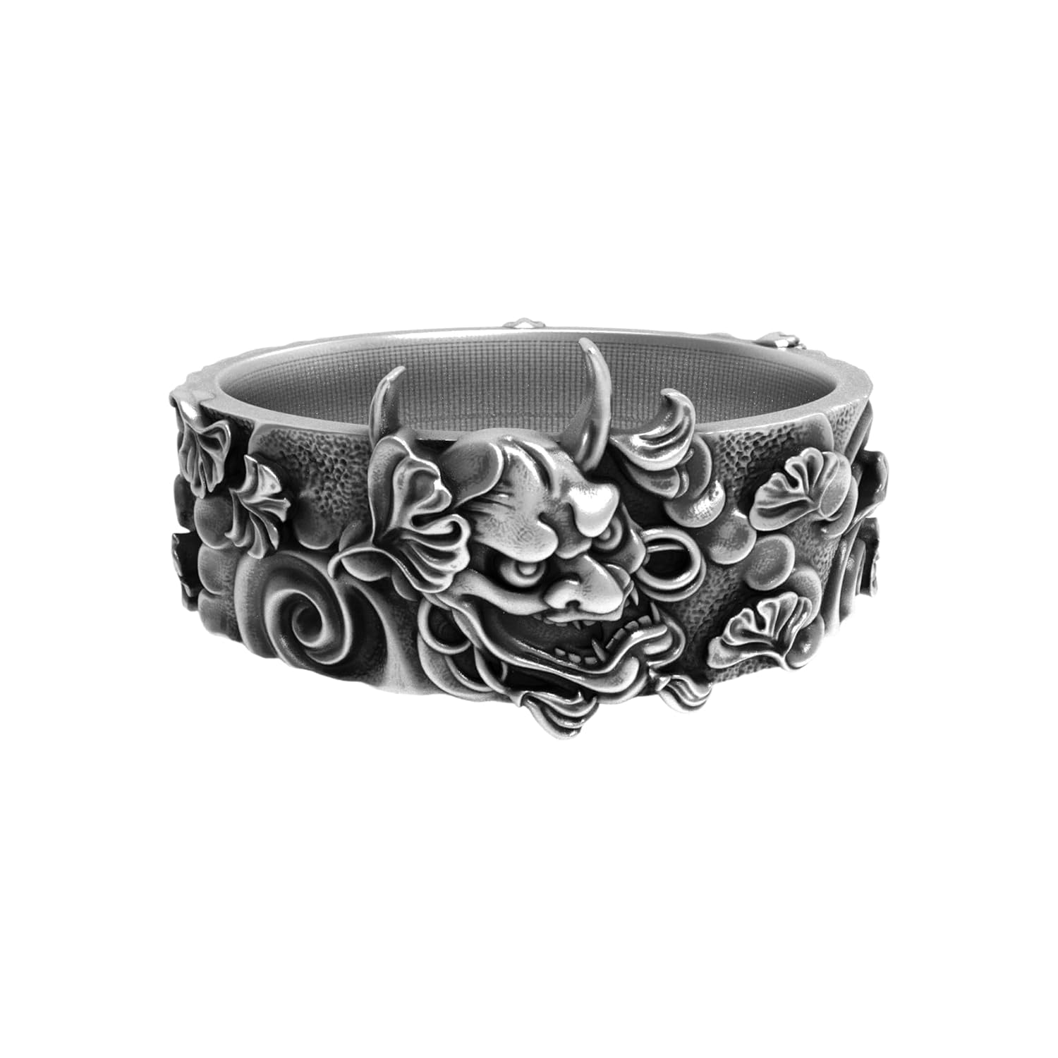 Amazon.com: Exquisite 925 Sterling Silver Oni Mask Hannya Kabuki Ring ...