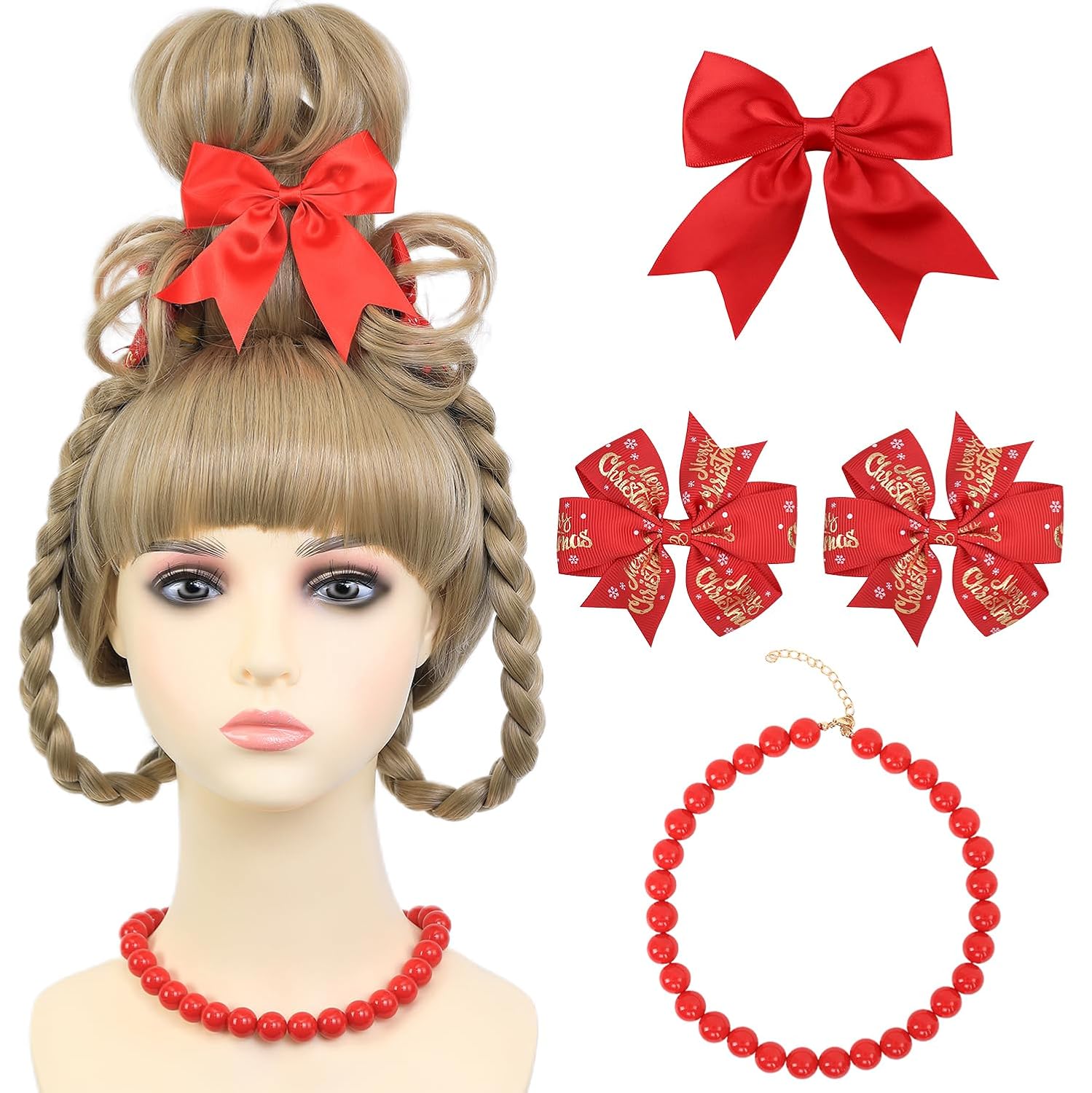 Amazon.com: AMZCOS Christmas Costume Wig for Kids Girls Blonde Braided ...