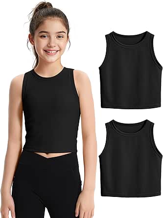Amazon.com: JOCMIC 2 Pack Girls Tank Tops Kids Athletic Tanks Basic ...