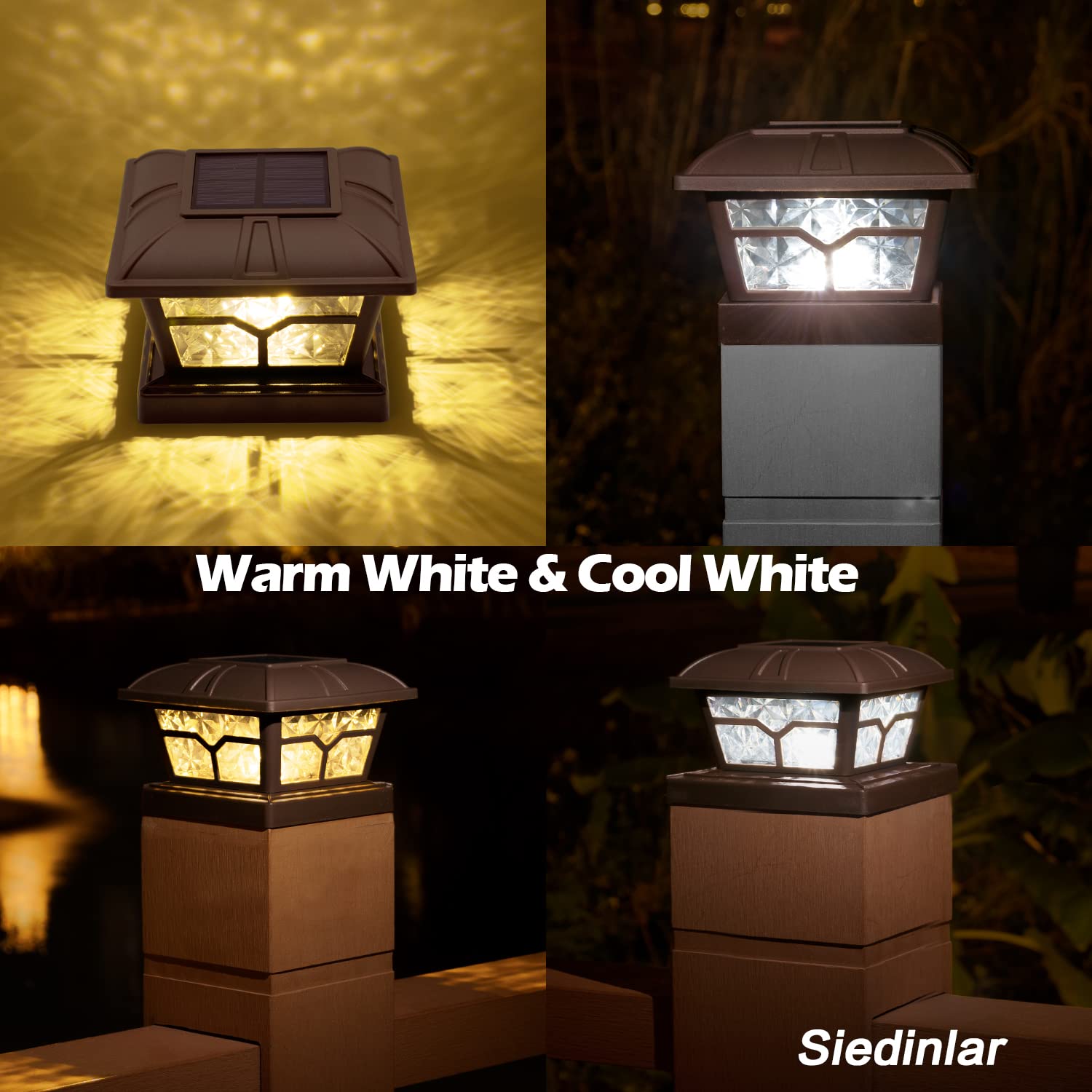 Snapklik.com : SIEDiNLAR Solar Post Cap Lights Outdoor 2 Color Modes 8 ...