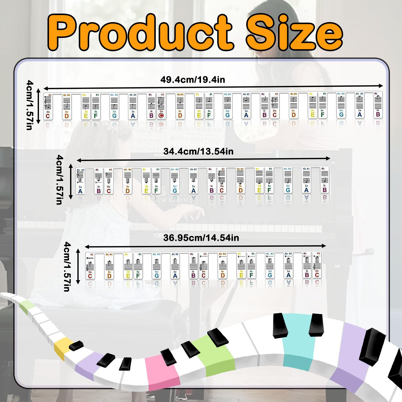 Piano Keyboard Stickers, Removable Beginner Keyboard Note Stickers ...