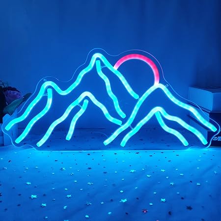 Amazon.com : Dimmable Mountain Neon LED Light Sign, 16.9’’*8’’ Sunrise ...