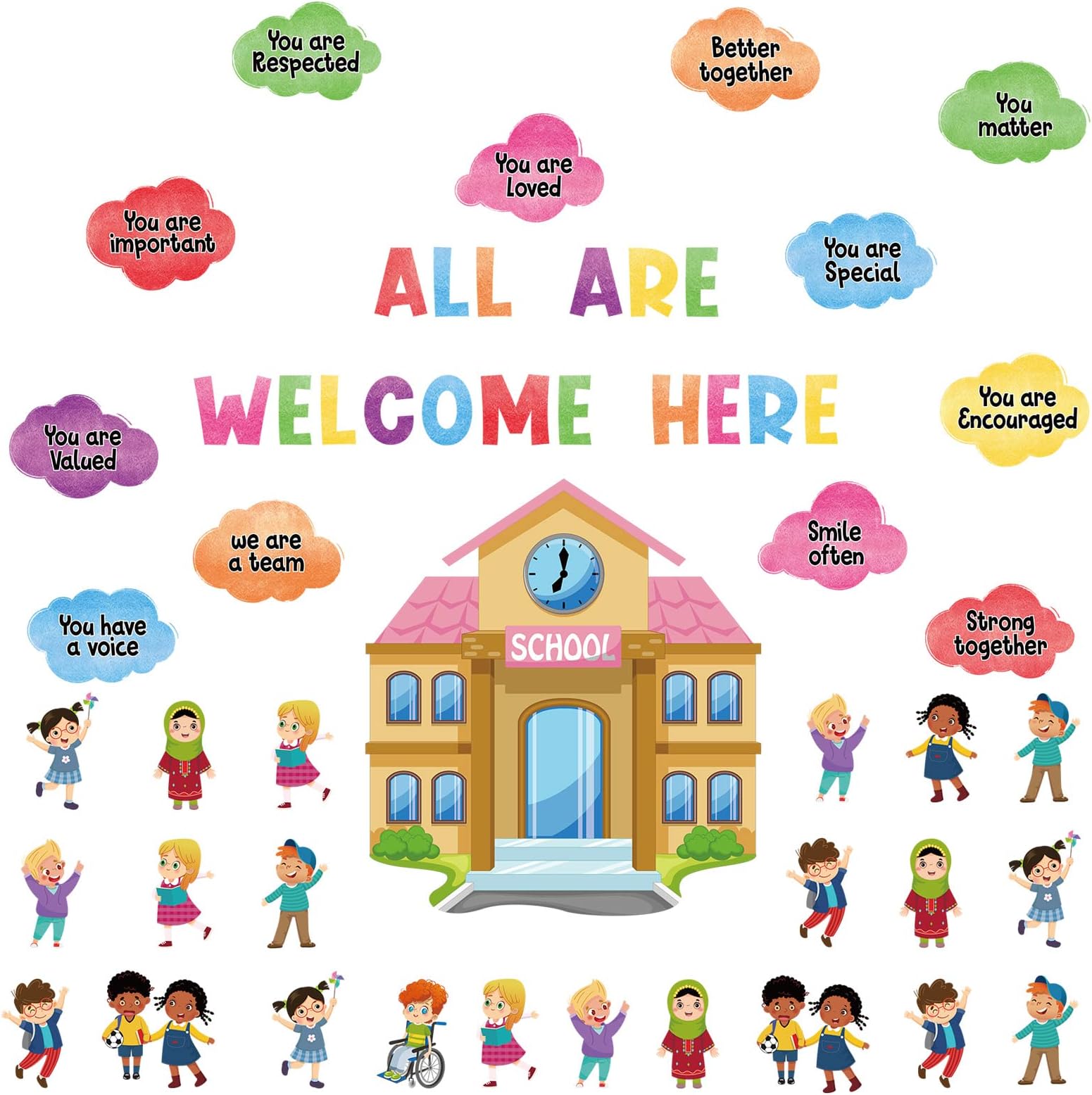 Amazon.com: 50Pcs Diversity Students Cutouts Bulletin Board Decorations ...