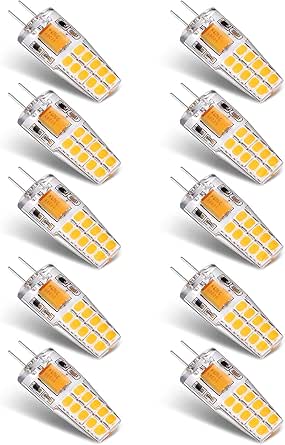 Joutameili 10 Pack G4 LED Bulb 12V AC DC 2.5W Bi-Pin Base G4 Bulb 20W 30W T3 LED Halogen Lights ...