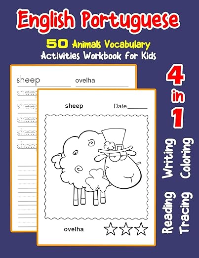 English Portuguese 50 Animals Vocabulary Activities Workbook for Kids ...