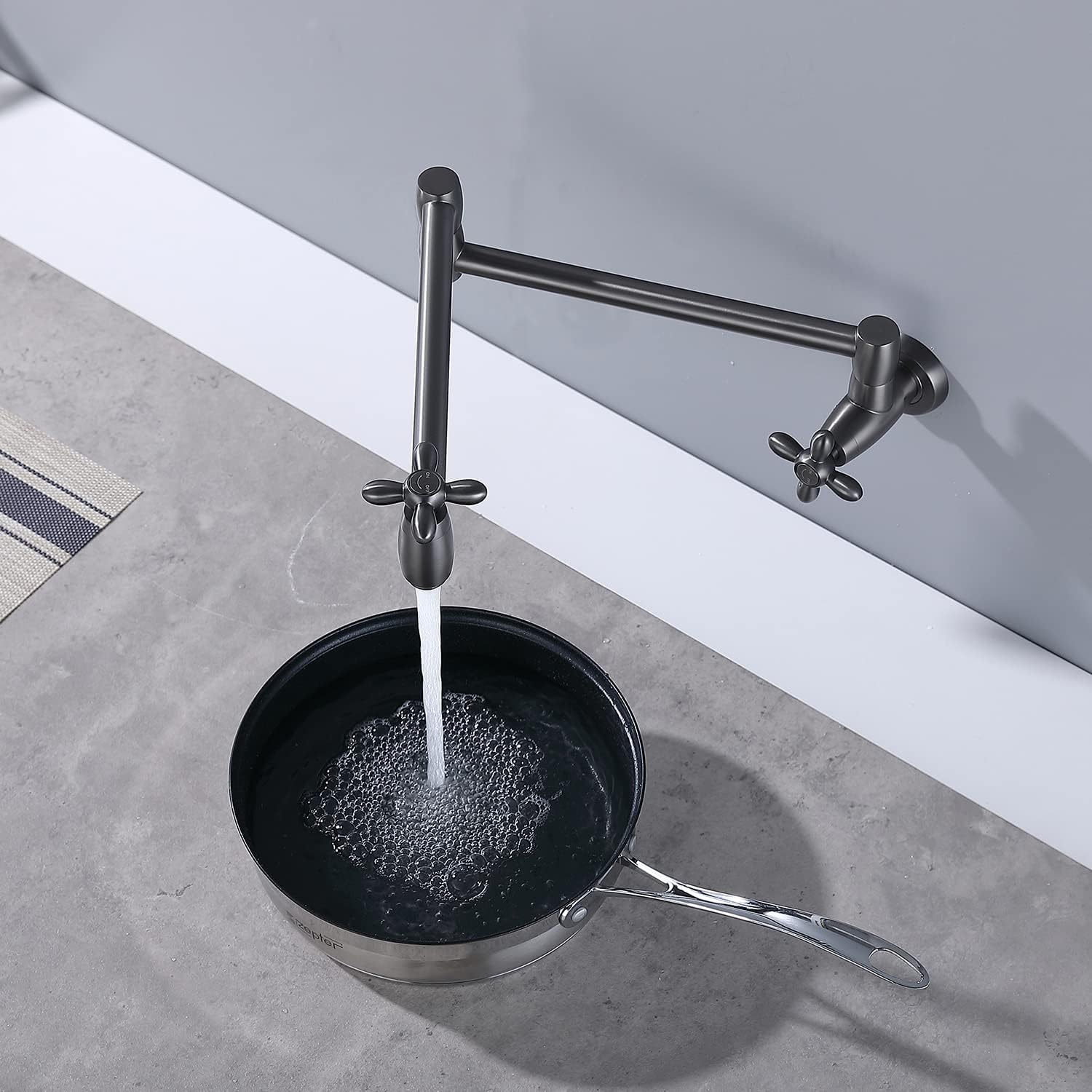 Buy KRUZOO Pot Filler Kitchen Faucet Matte Gray Gun Black Stainless ...