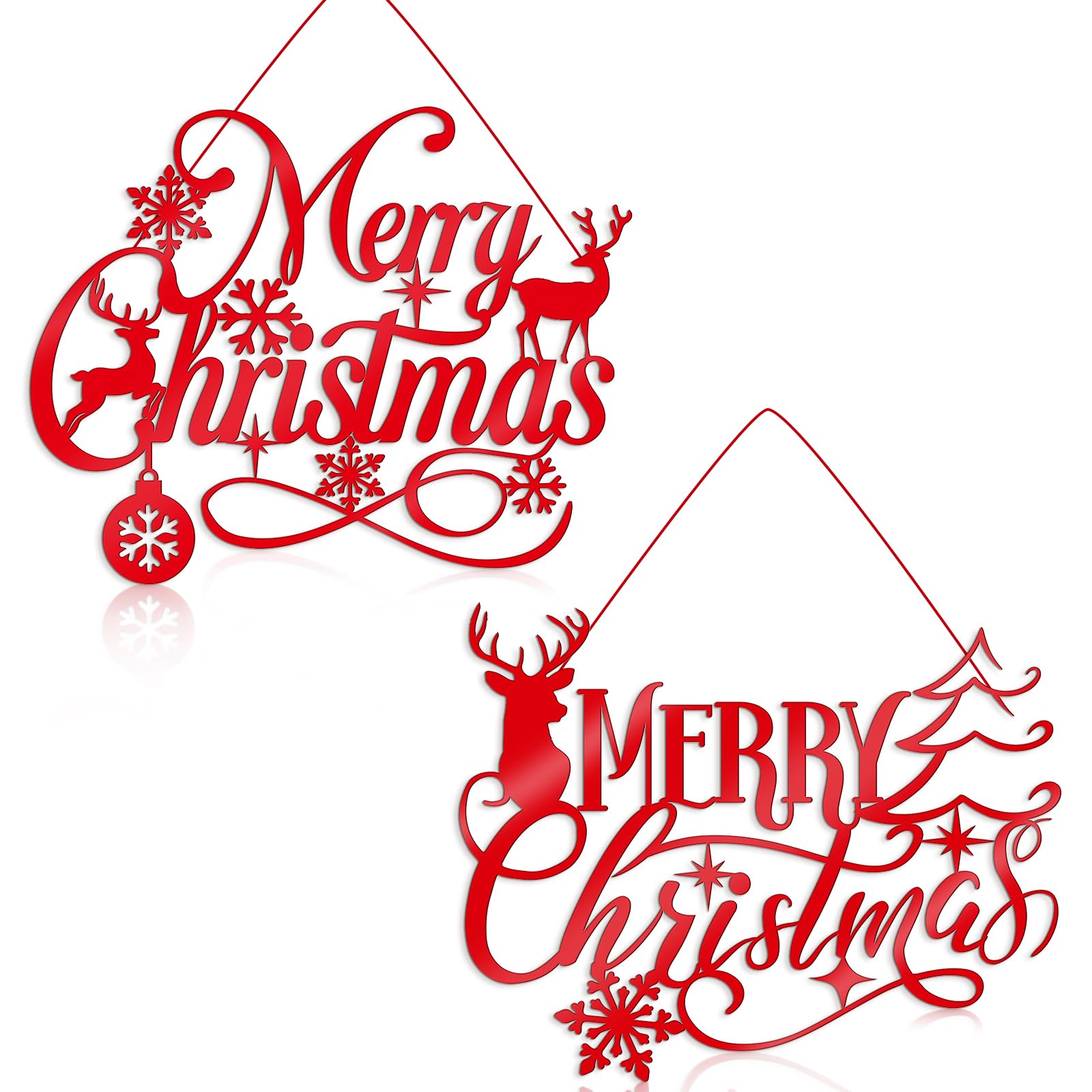 Amazon.com: Tandefio 2 Pcs 16 x 10 inch Merry Christmas Hanging Sign ...