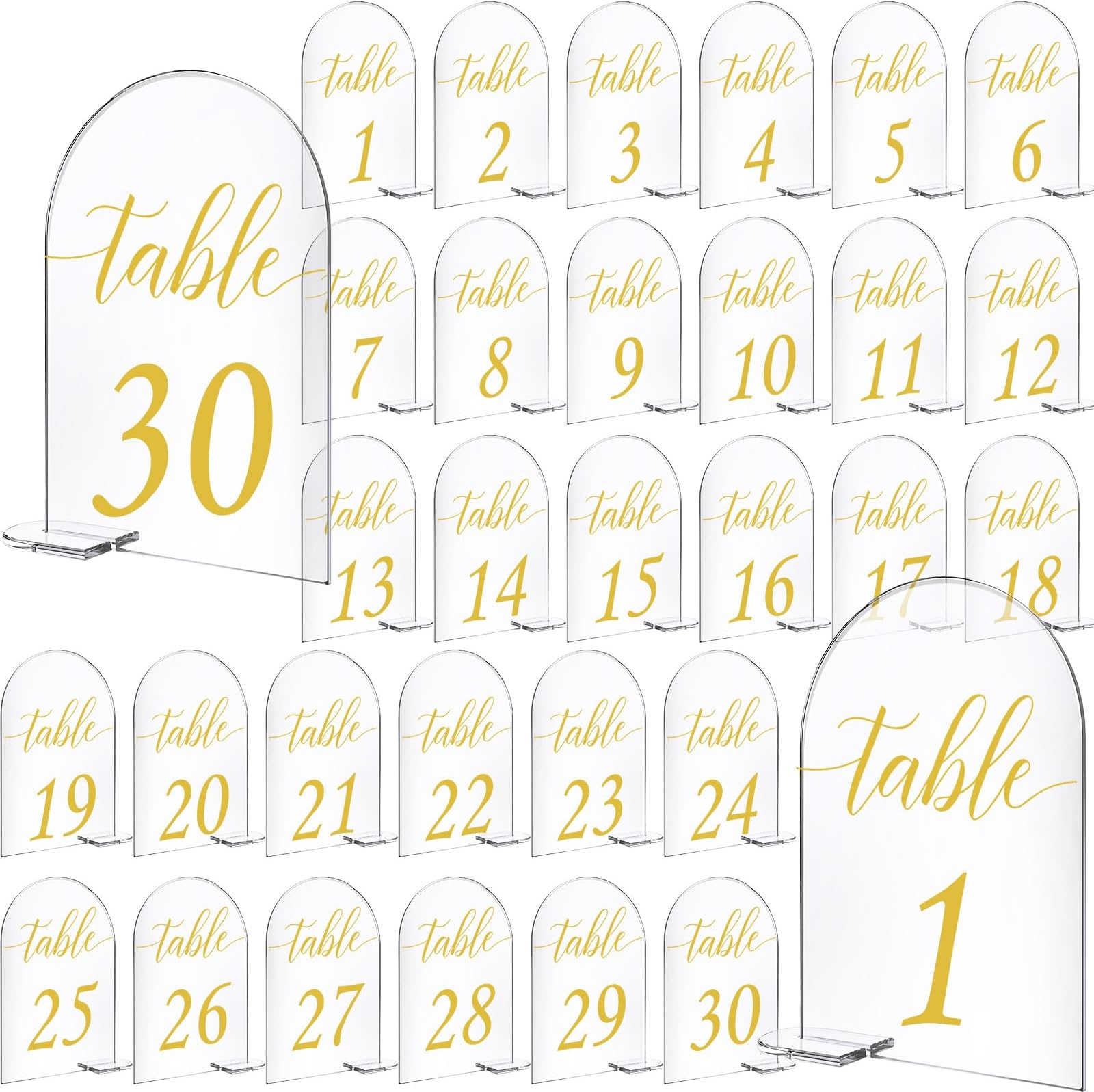 Amazon.com: uxcell 30pcs 4.8 x 7 Inch Gold Arch Acrylic Sign with Stand ...
