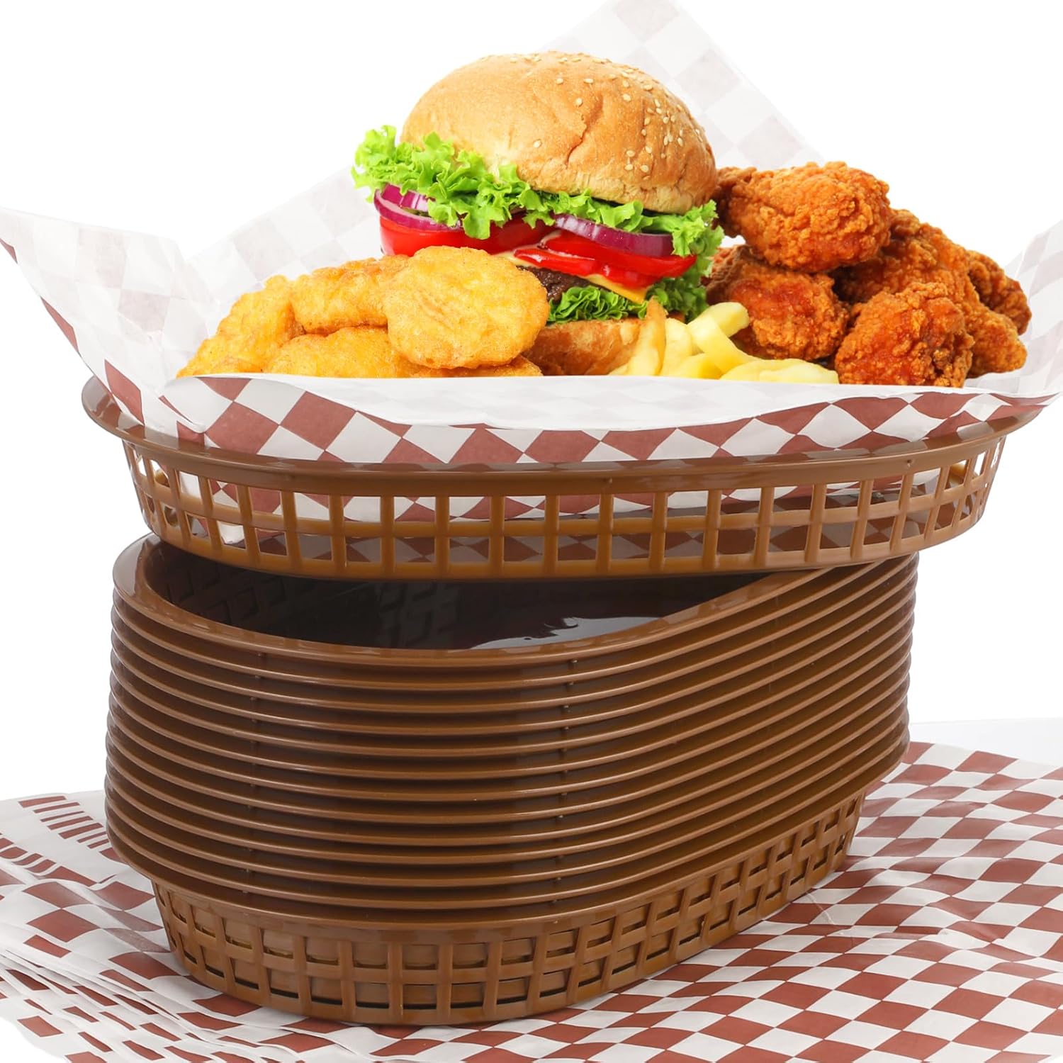 Amazon.com: Uiifan 24 Pcs Fast Food Baskets with 100 Deli Liners Deli ...