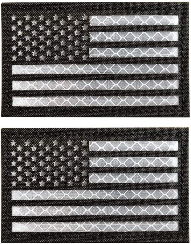 Amazon.com: ewkft 2pcs Reflective American Flag Patches,IR Reflective US USA Flag Patch Hook ...