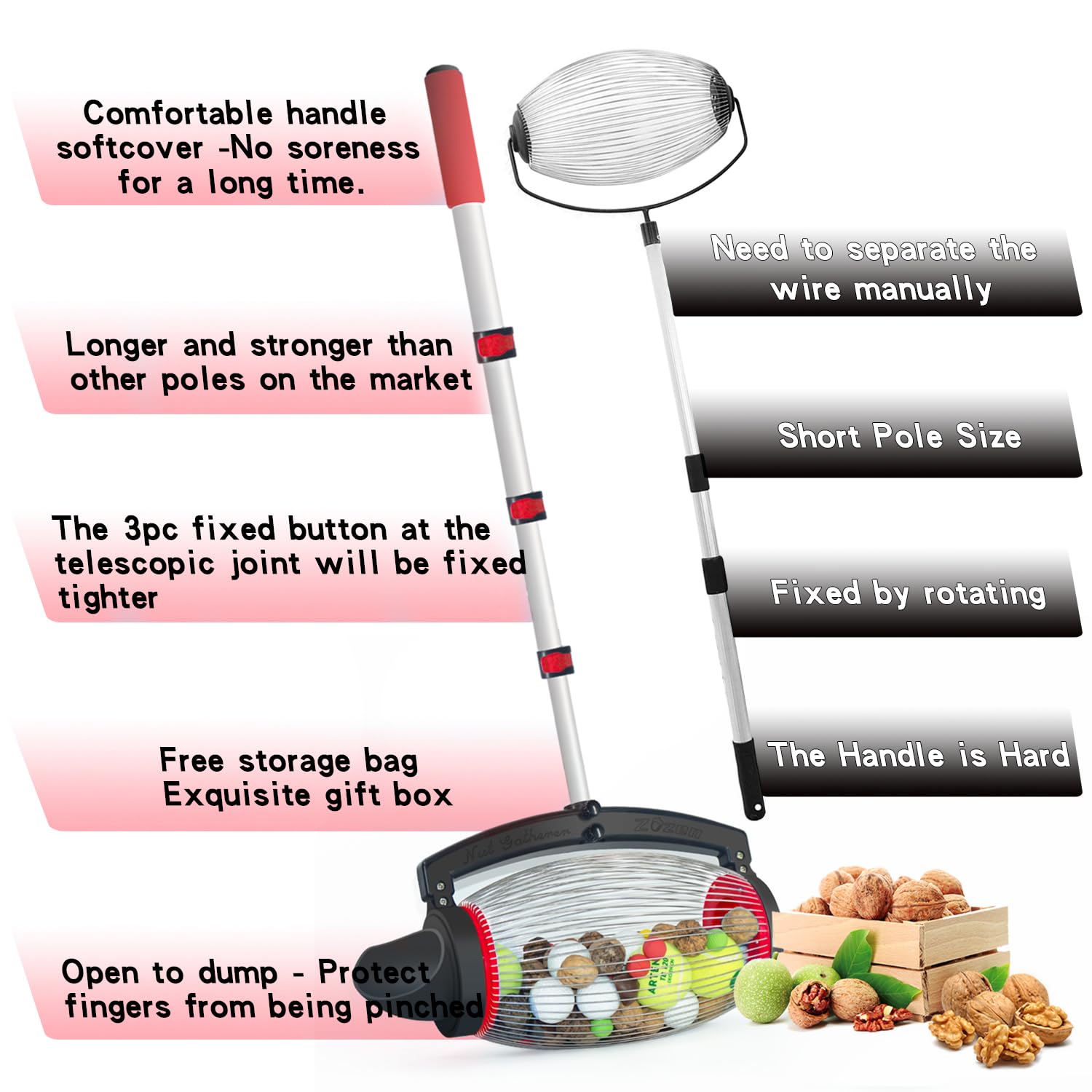 Zozen Nut Gatherer, Walnut Picker Upper Roller, Pinecone Picker Upper ...