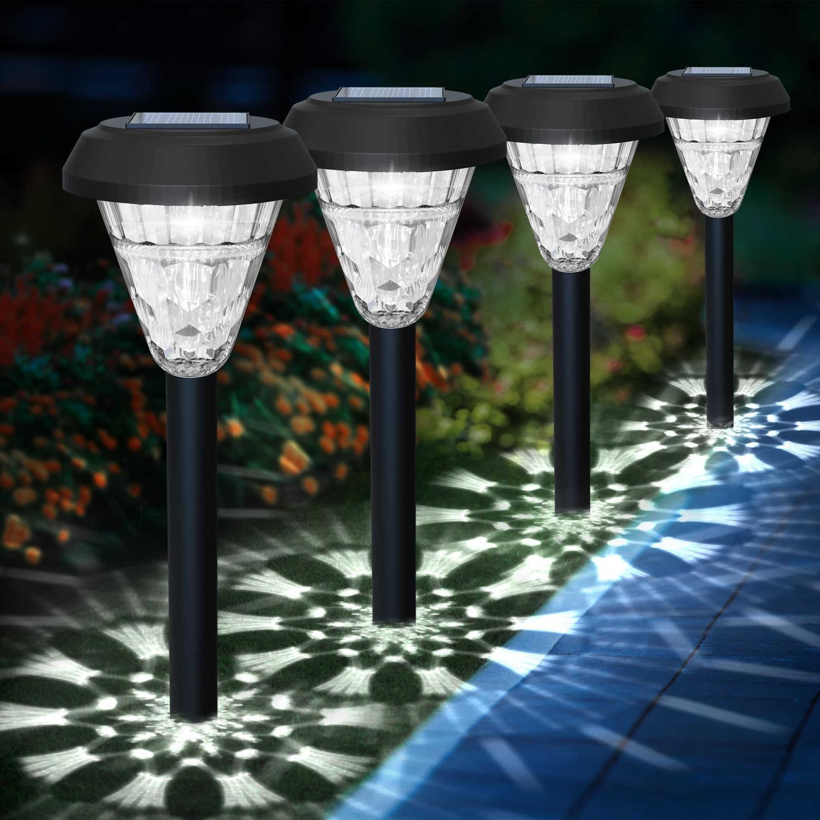 Risinimi 8 Pack Solar Lights for Outside Solar Outdoor Lights with Warm ...