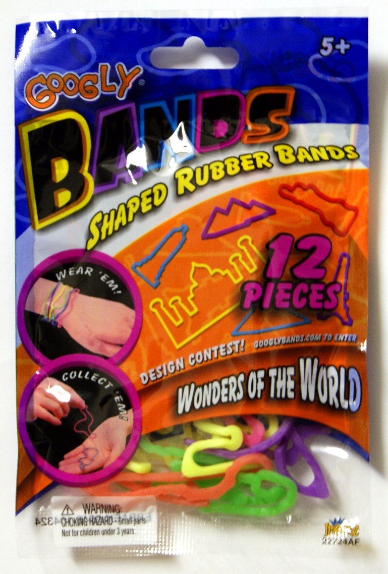 Buy GOOGLY BANDS WONDERS OF THE WORLD SHAPED RUBBER BANDS 12 ...