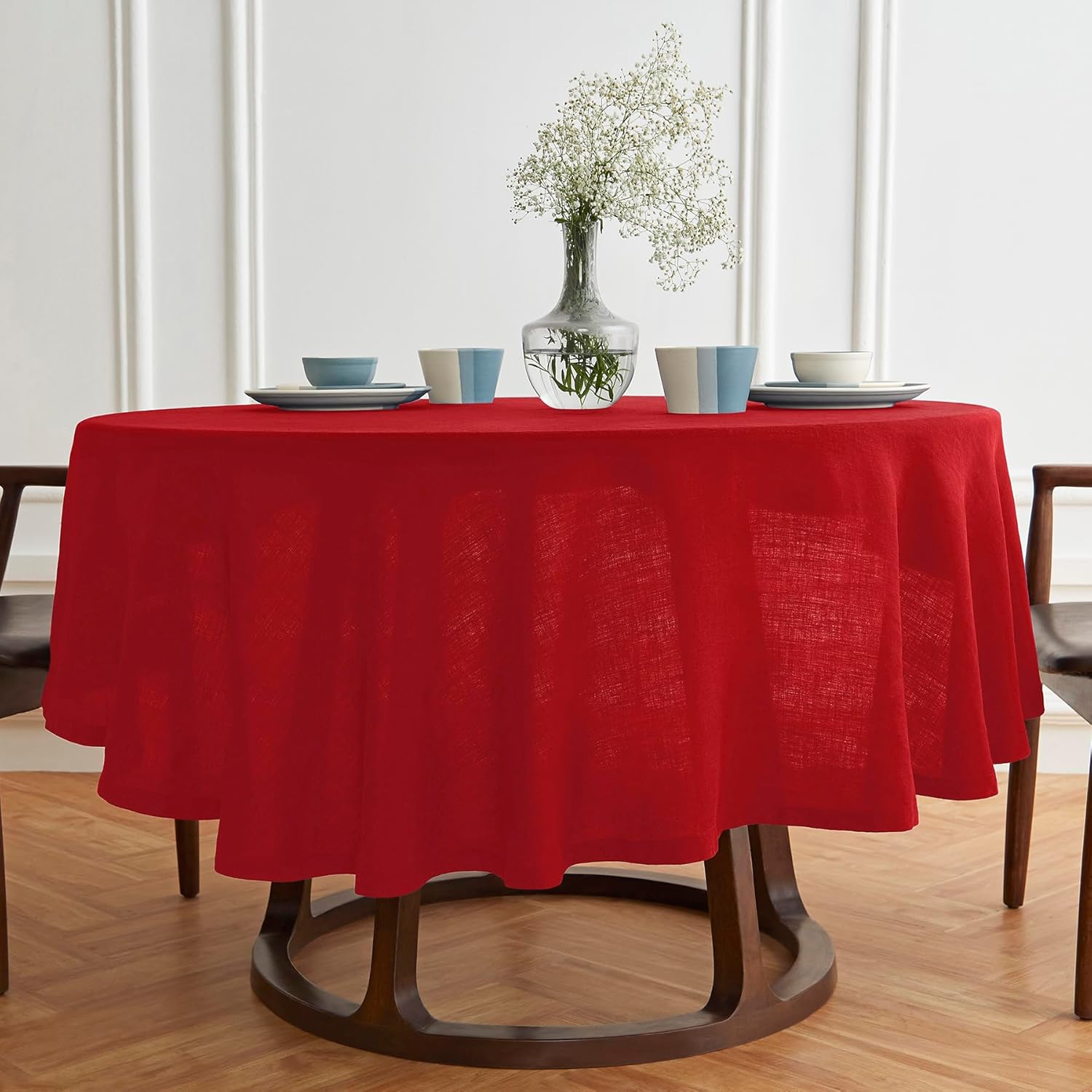 Amazon.com: Solino Home Linen Round Tablecloth 60 Inch Diameter – 100% ...