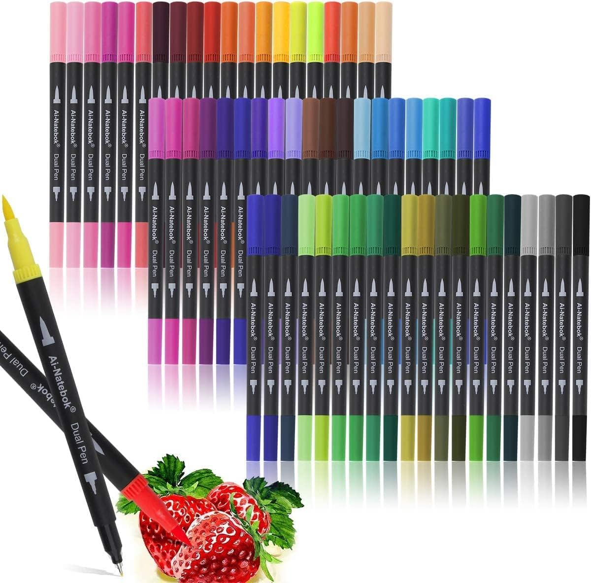 Xinbowen Brush Pen Dual Tip Art Markers Colour Pens Set (Dual Tip, 60 ...