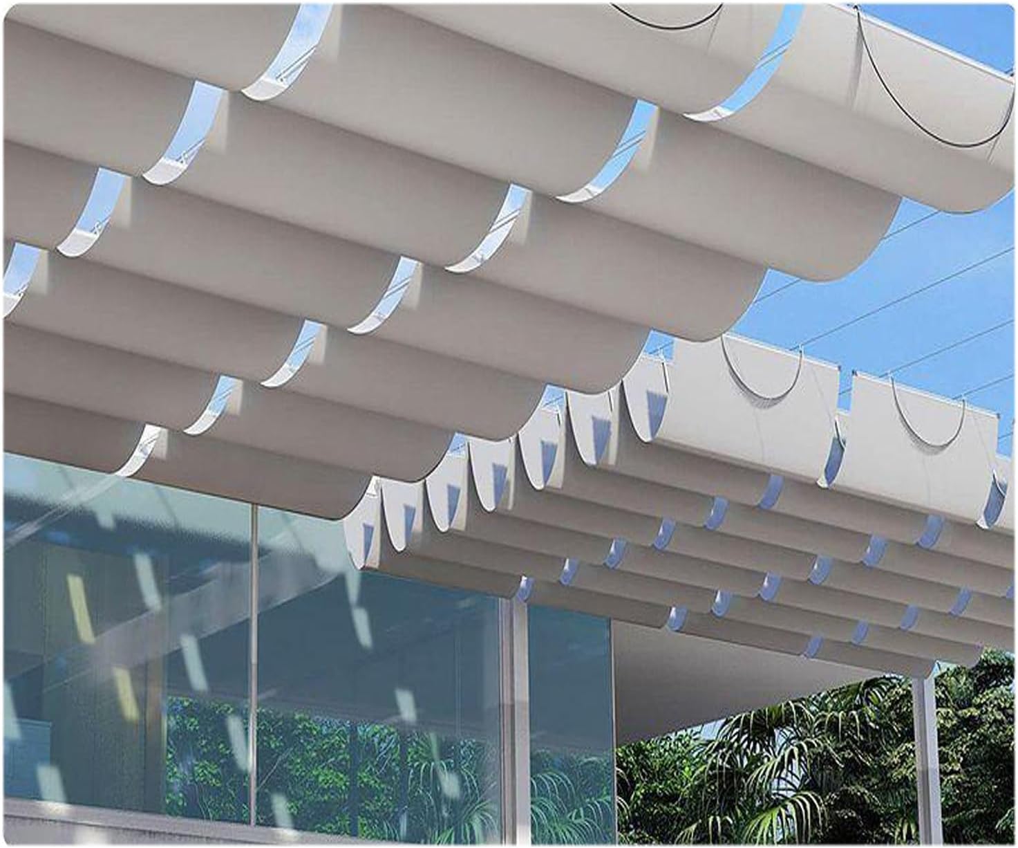 Retractable Outdoor Shade Canopy, High-Density Fabric, Strong Support ...