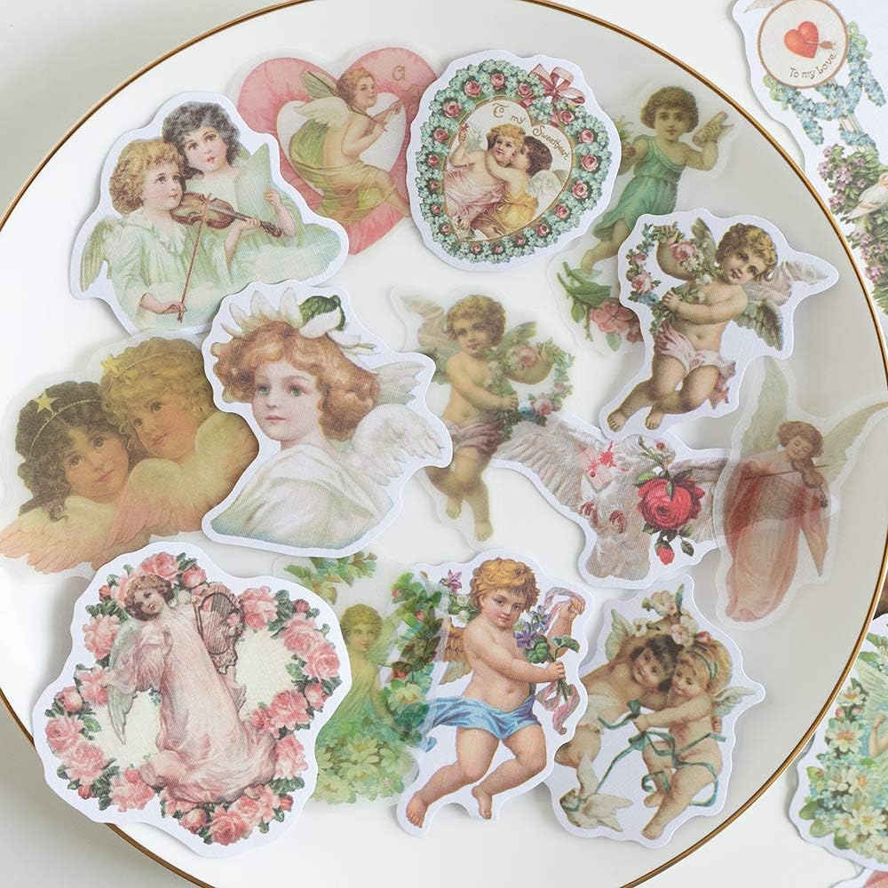 Amazon.com: Alideco 80Pcs Vintage Vinyl Scrapbooking Stickers Packs ...