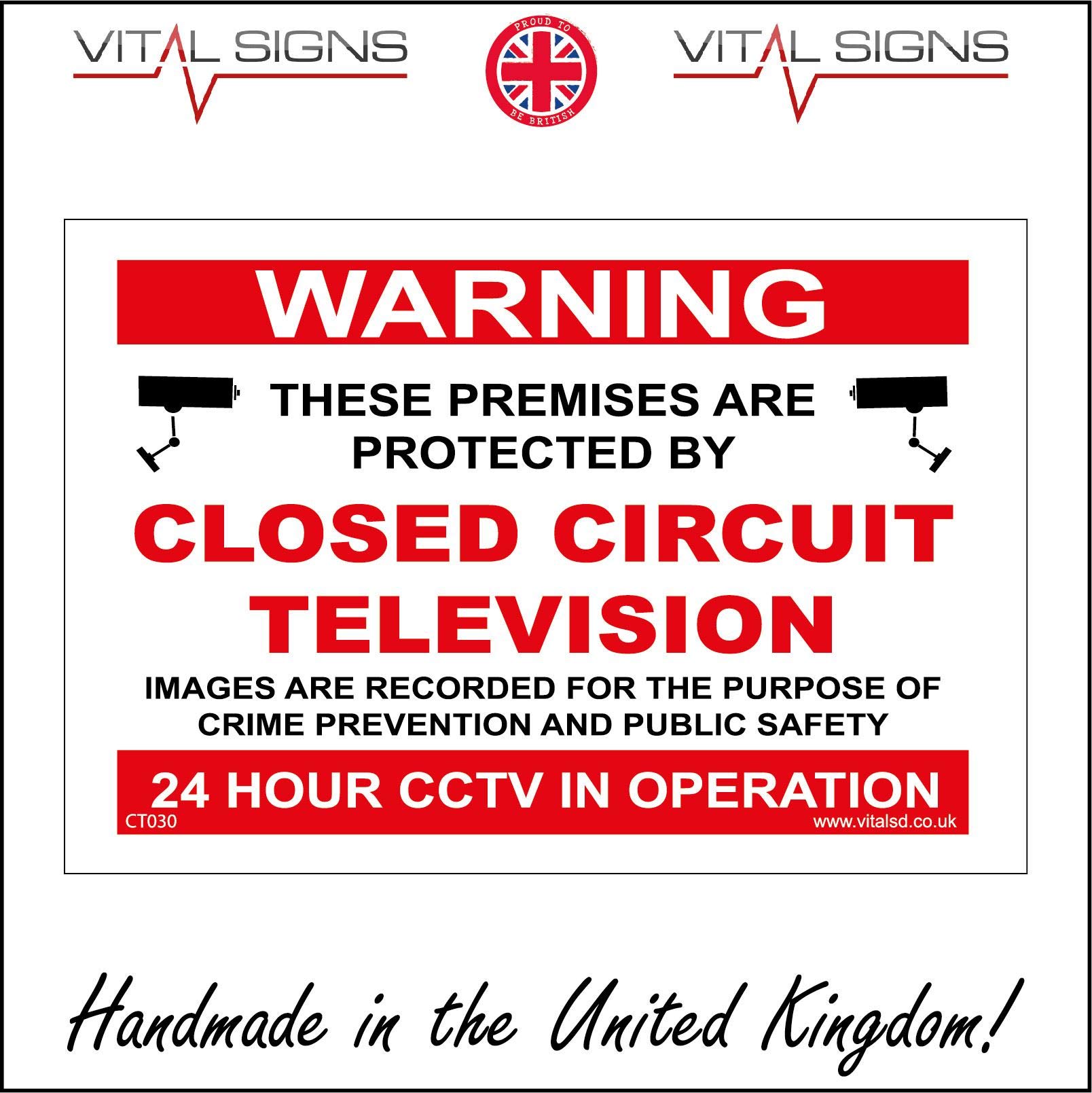 Buy CT030 Warning Premises Protected Closed Circuit Television 24Hr ...
