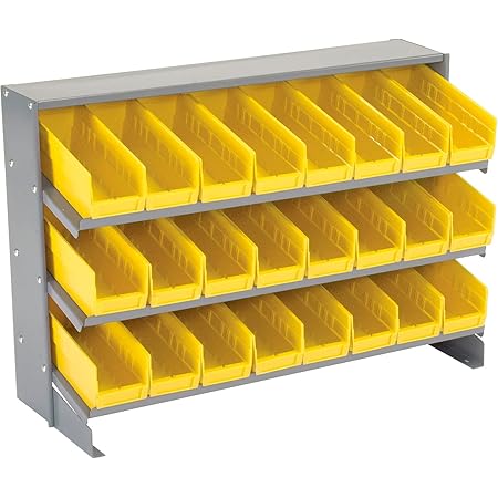 Amazon.com: Global Industrial 3 Shelf Bench Rack, (24) 4" W Yellow Bins ...