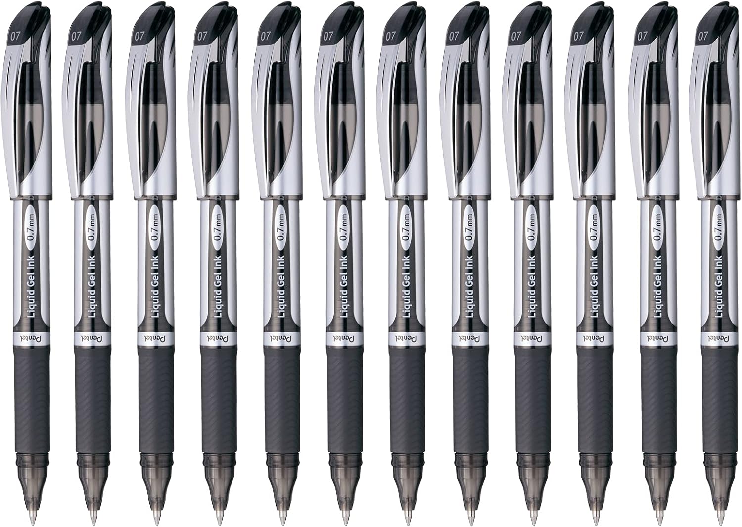 Pentel Energel Liquid Gel Pen 0.7mm Medium Nib Black Ink, Box of 12 ...