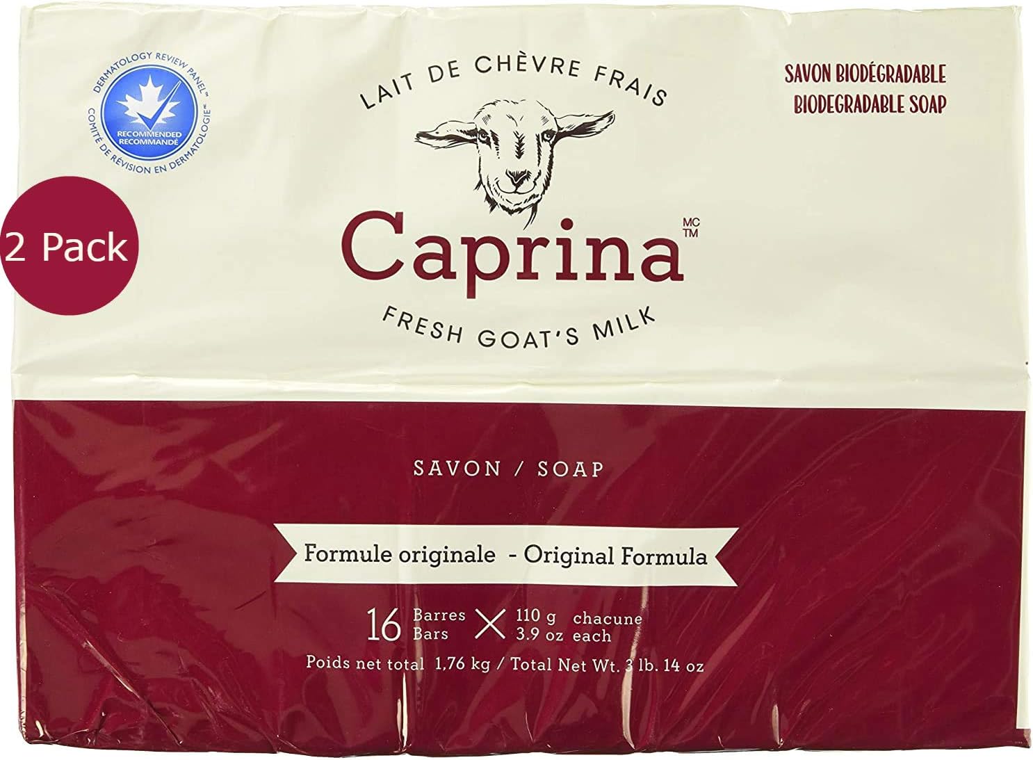 Amazon.com: Caprina Canus Original Formula Fresh Goat's Milk Soap, 16 bars