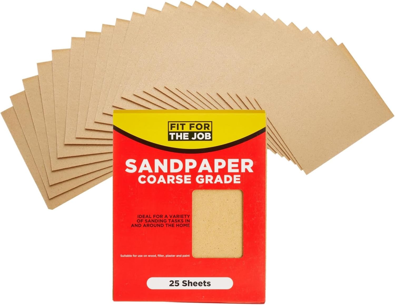 Fit For The Job 25 Sheets Coarse Grade Sandpaper for Sanding Wood ...