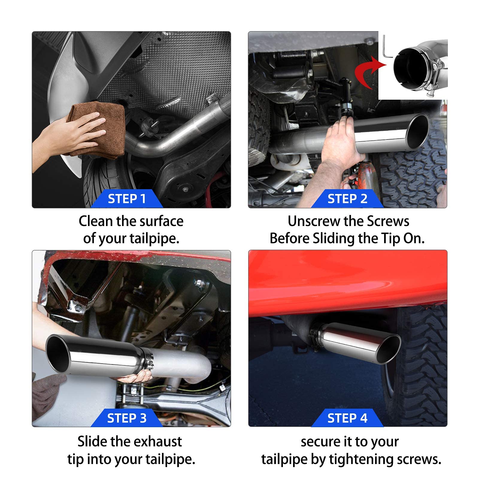 Snapklik.com : 3 Inch Inlet Exhaust Tip, 3" Inlet 4" Outlet 12" Overall ...