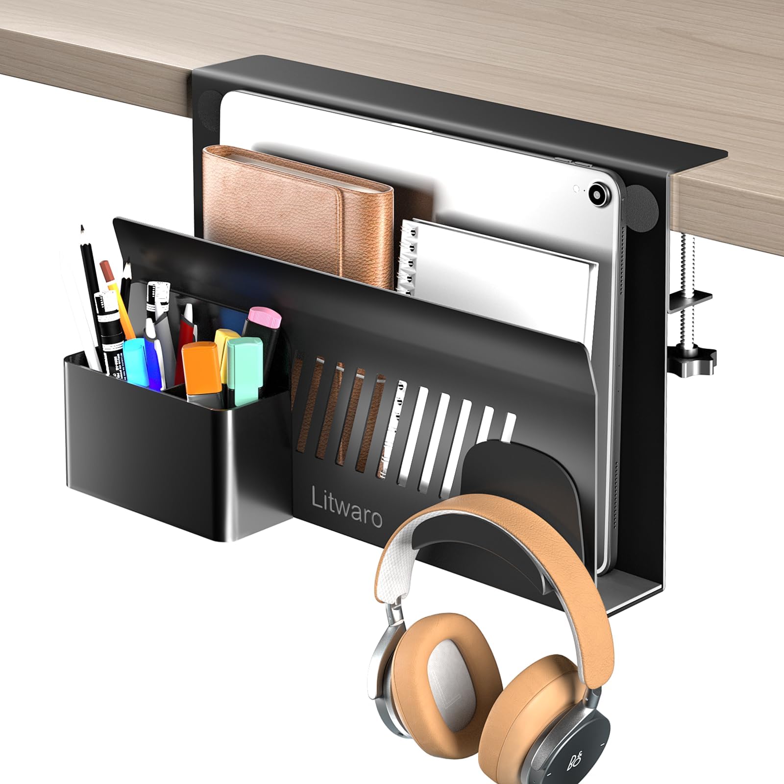 Amazon.com: DeskAKBK Desk Side Storage, No Drill Under Desk Cable ...