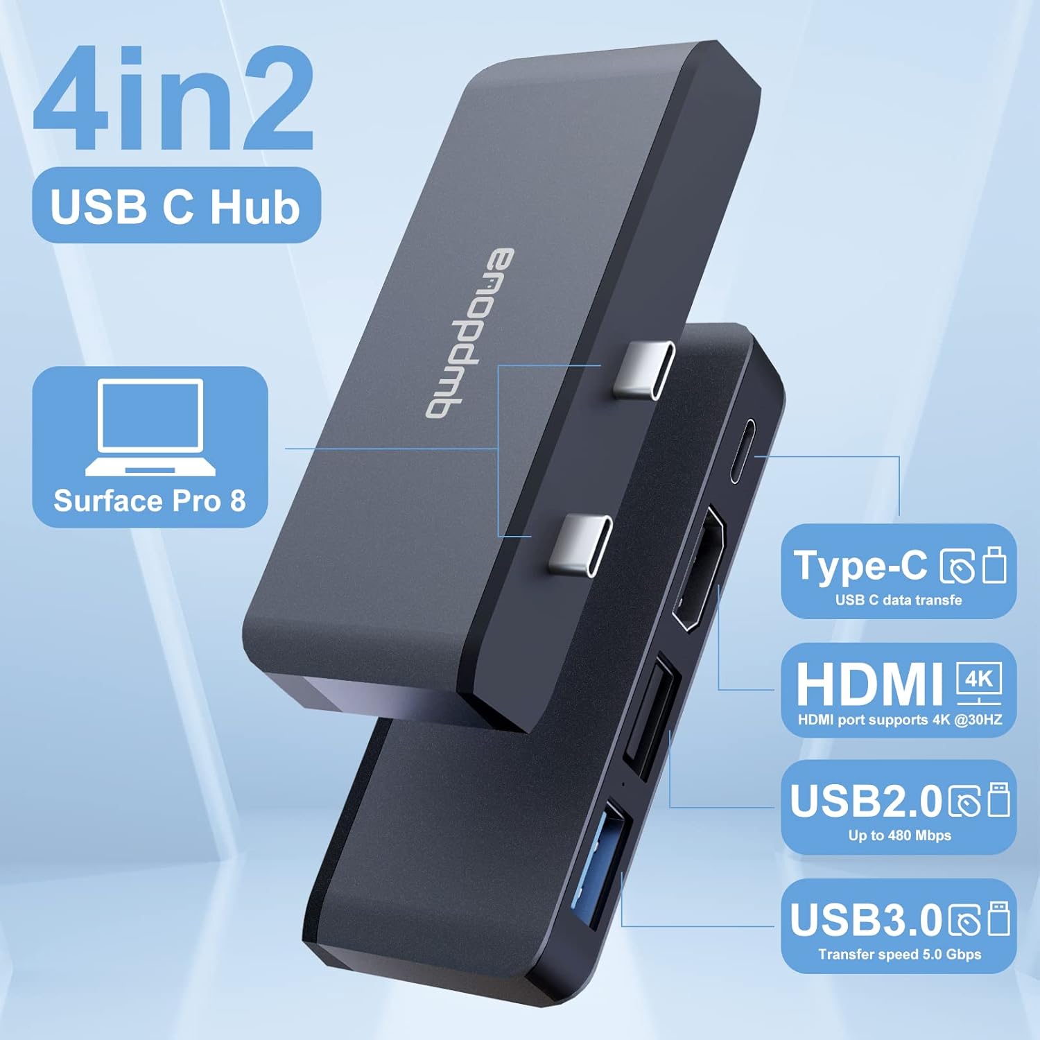 Buy Surface Pro 8 Docking Station with 4K HDMI Adapter/USB C(Data)/USB ...