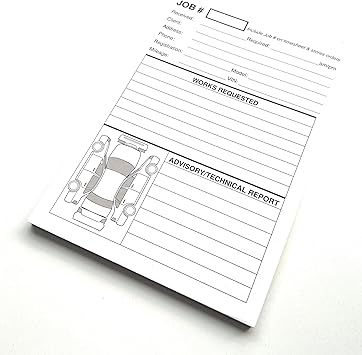 Repair Job Cards Garage Workshop Job Time Sheet Pad x 50 Works Cards ...