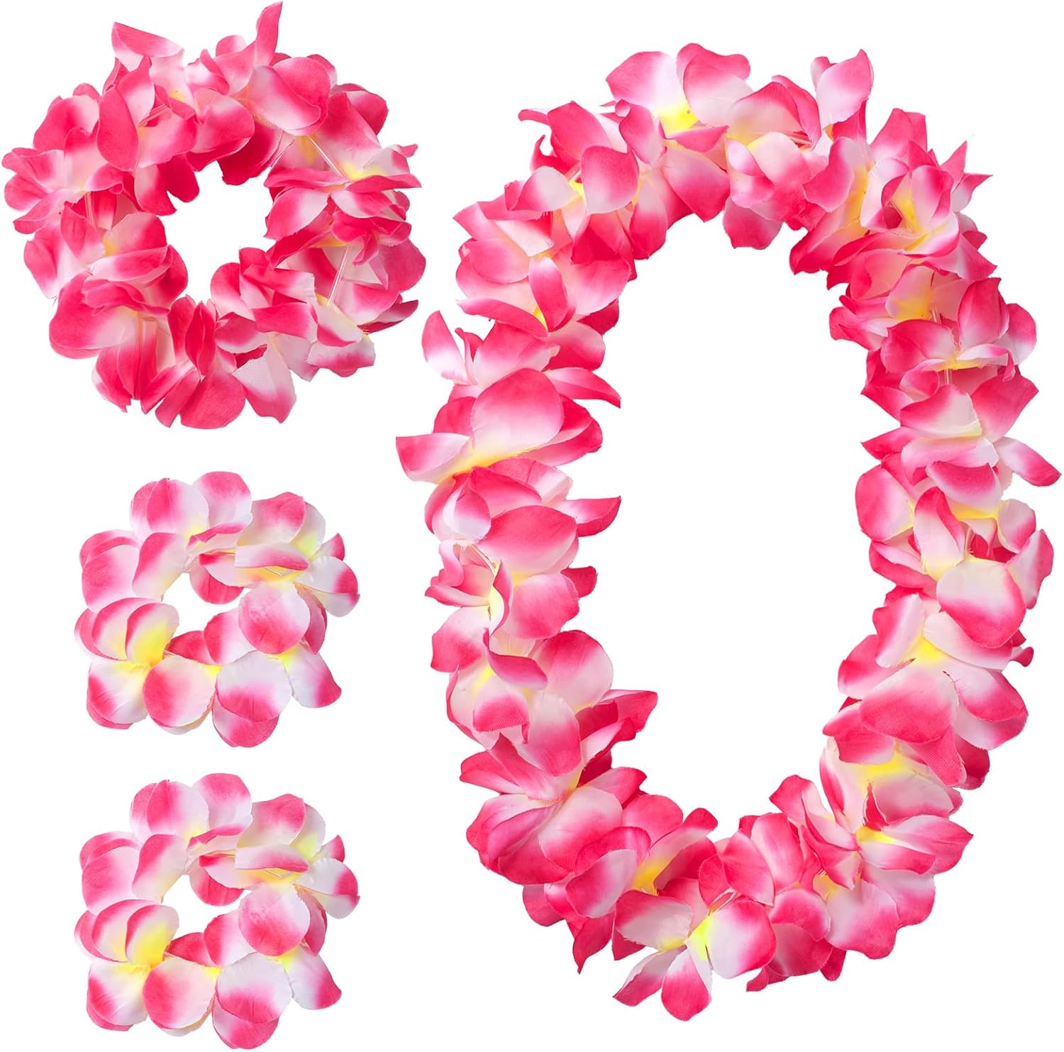 Amazon.com: GHGMAO Hawaiian Leis Luau Party Wreath Set, Pink Lei for ...