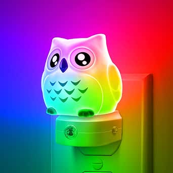 Owl Night Lights Plug Into Wall, Cute Night Light for Kids, 8-Color LED ...