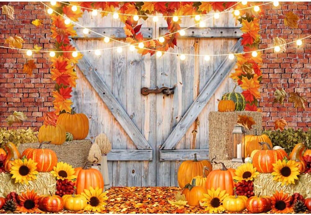 7x5ft Vinyl Tanksgiving Fall Backdrop Harvest Pumpkin Barn Wood ...