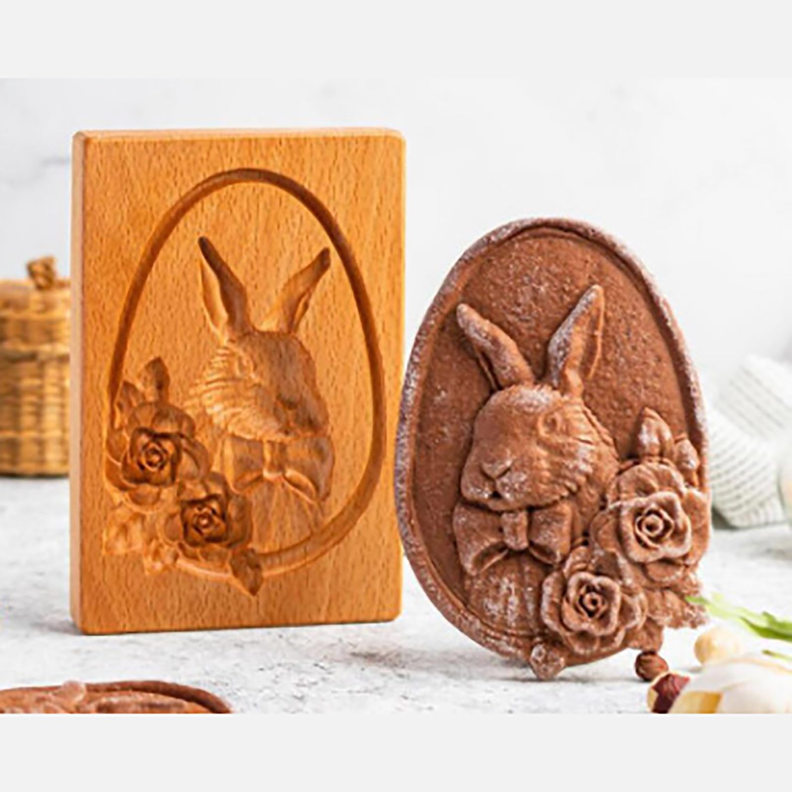 Amazon.com: Wooden Cookie Molds, 3D Carved Wooden Cutter Embossing ...