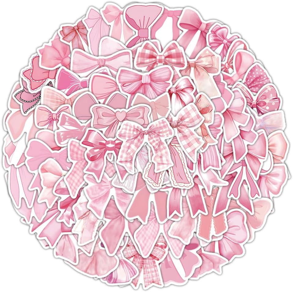 Amazon.com: 110 Pcs Bow Stickers Coquette Stickers Waterproof Pink Bow ...