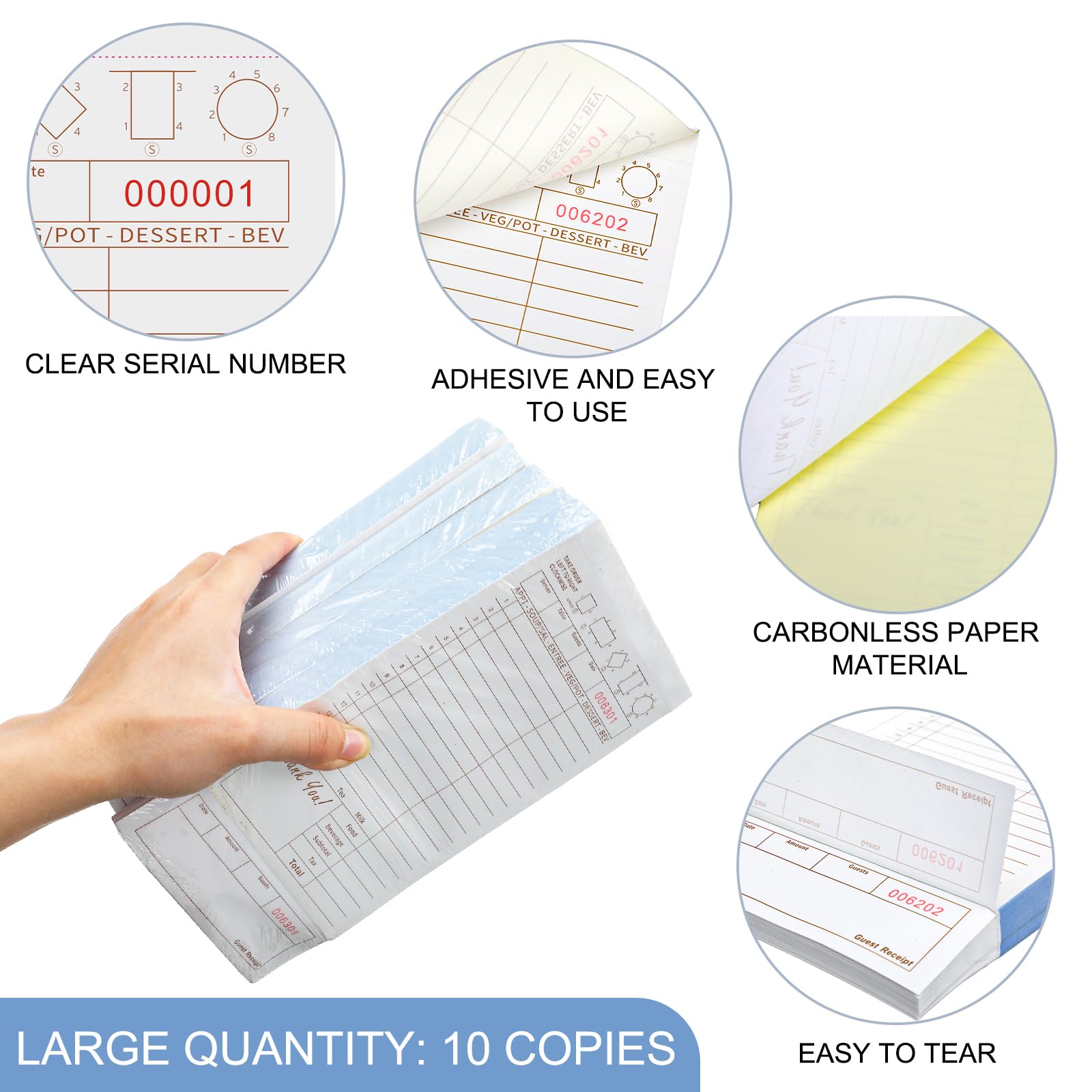 Check Paper 3000-Sheet Guest Check Pads - 3 Part Carbonless Server ...