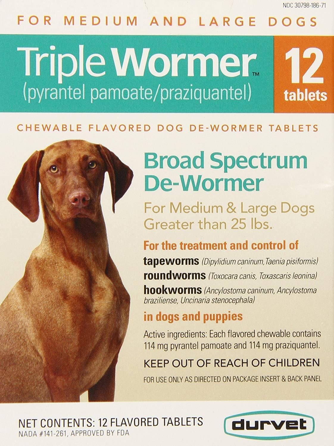 Amazon.com : Durvet Triple Wormer for Medium and Large Dogs : Pet ...