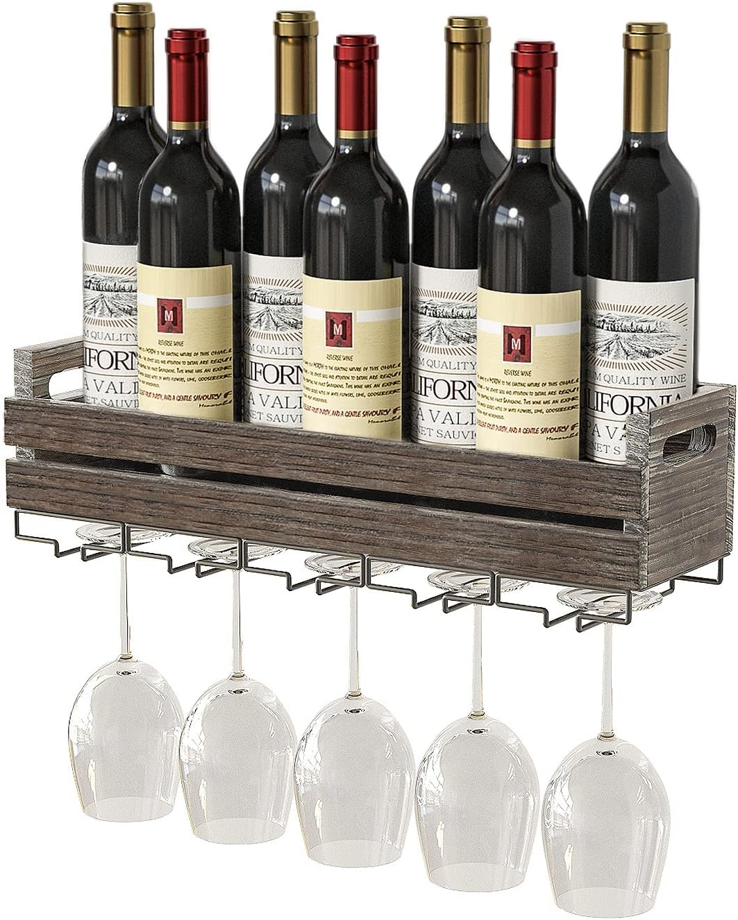 ybaymy Wall Mounted Wine Rack 3 Tier Hanging Wine Glass Holder Fixing ...