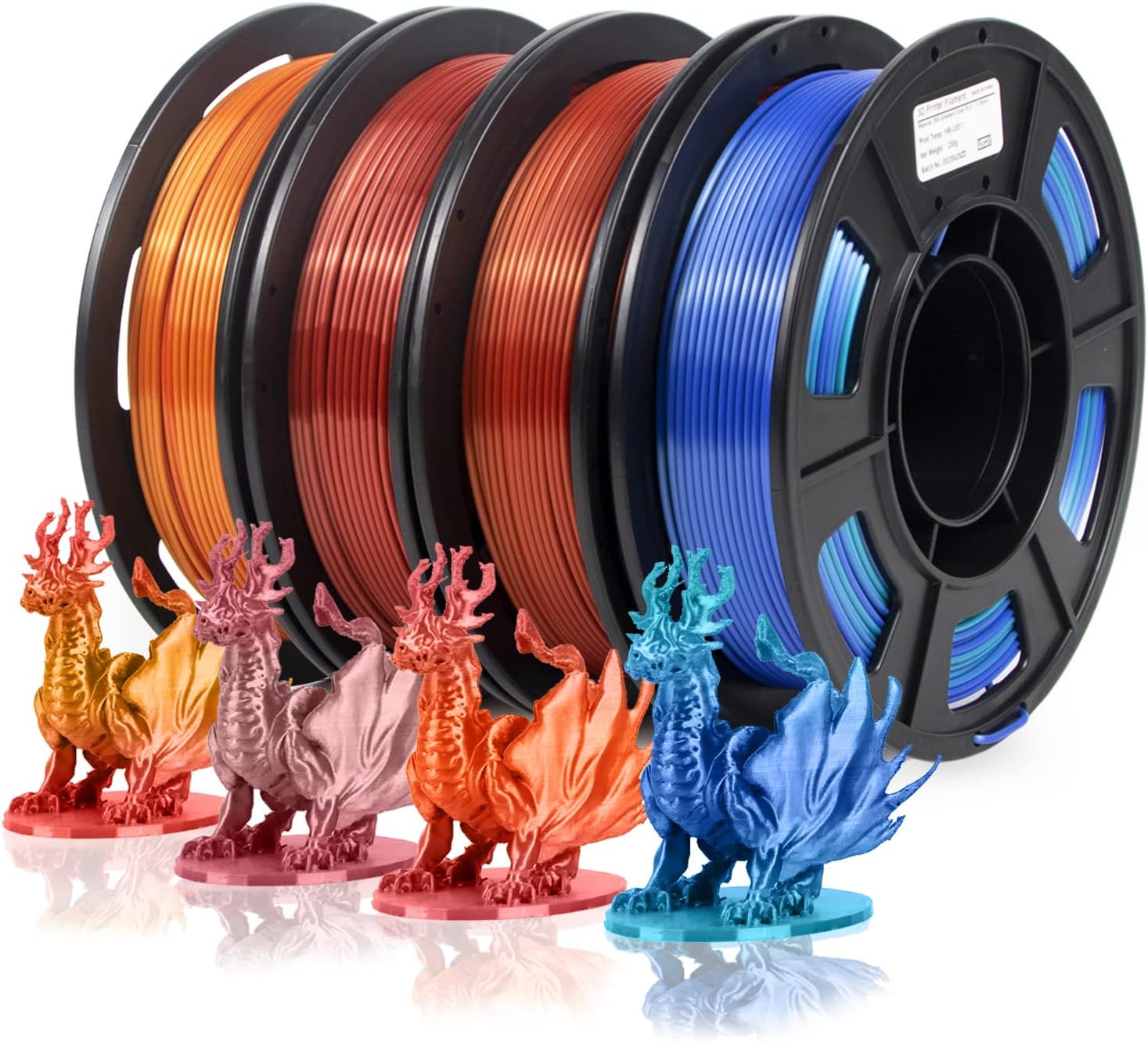 iSANGHU 4Packs Gradient Silk PLA 3D Printer Filament Bundle, Multicolor ...